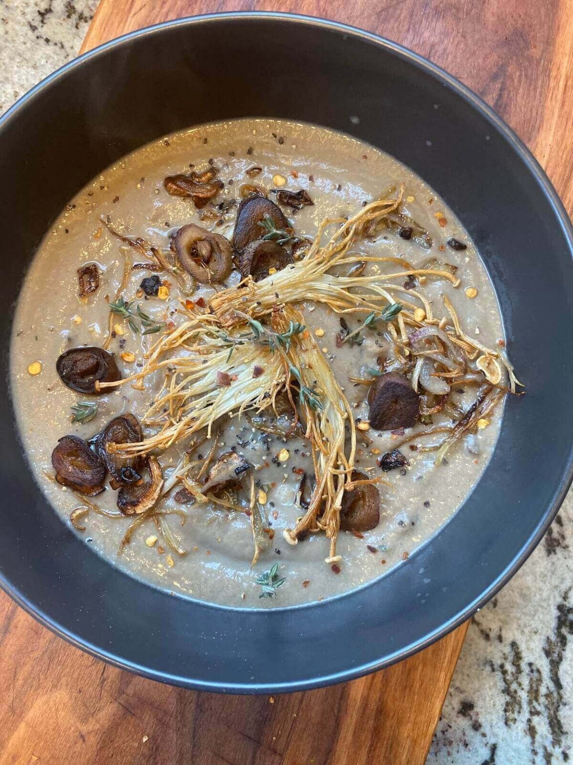 Creamy Shiitake Mushroom Soup with Herbs & Crispy Topping (no dairy ...