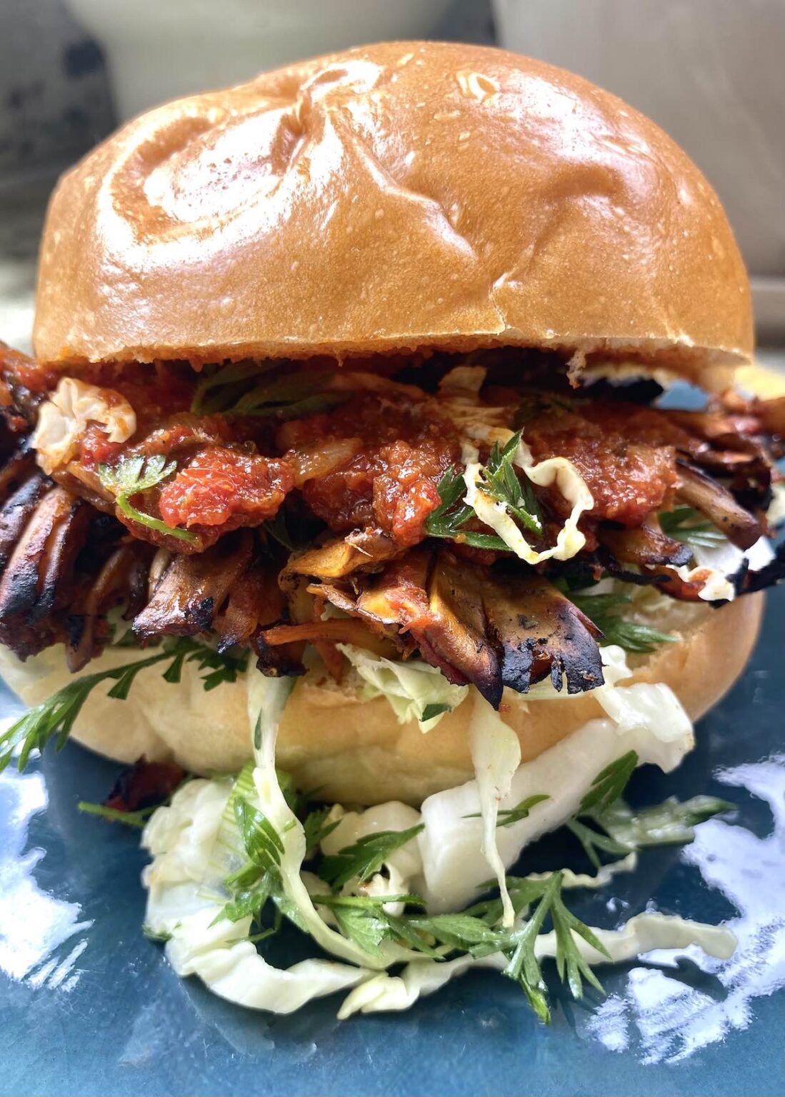 Pulled Mushroom Sandwich (BBQ Harissa Sauce) | Sofa Dinners